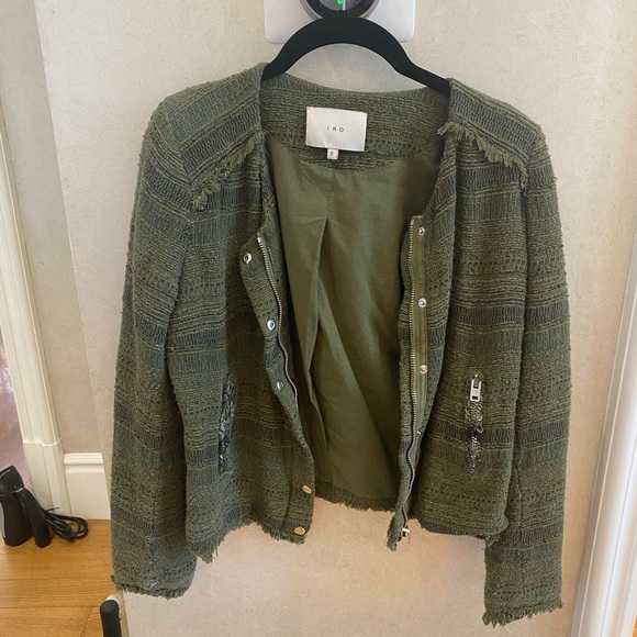 IRO | Jackets & Coats | Iro Green Tweed Zip Up Coat | Poshmark